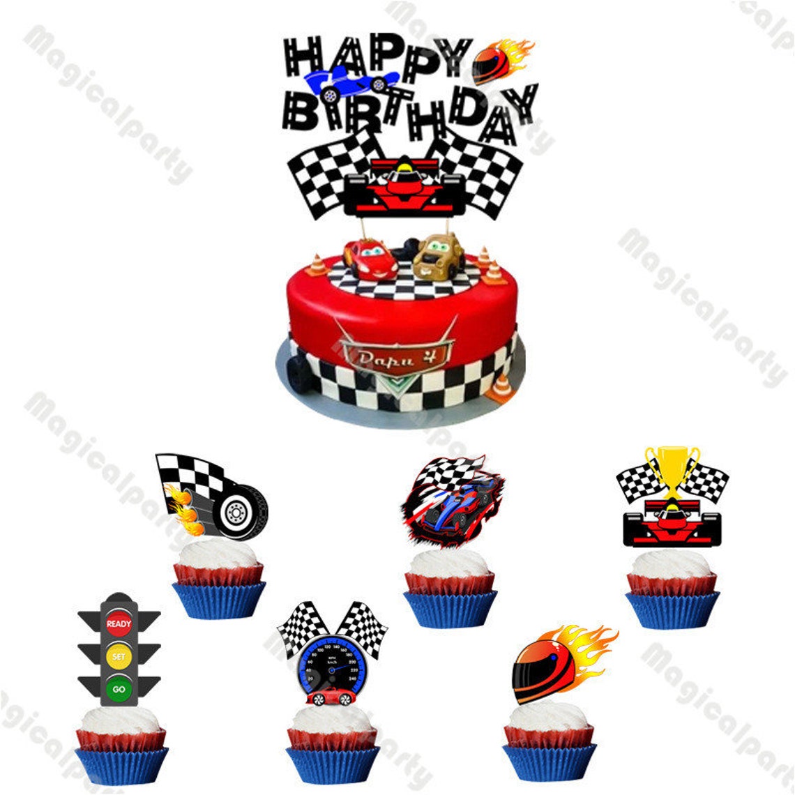 Race Car Theme Birthday Cake Topper Racing Happy Birthday 2nd - Etsy