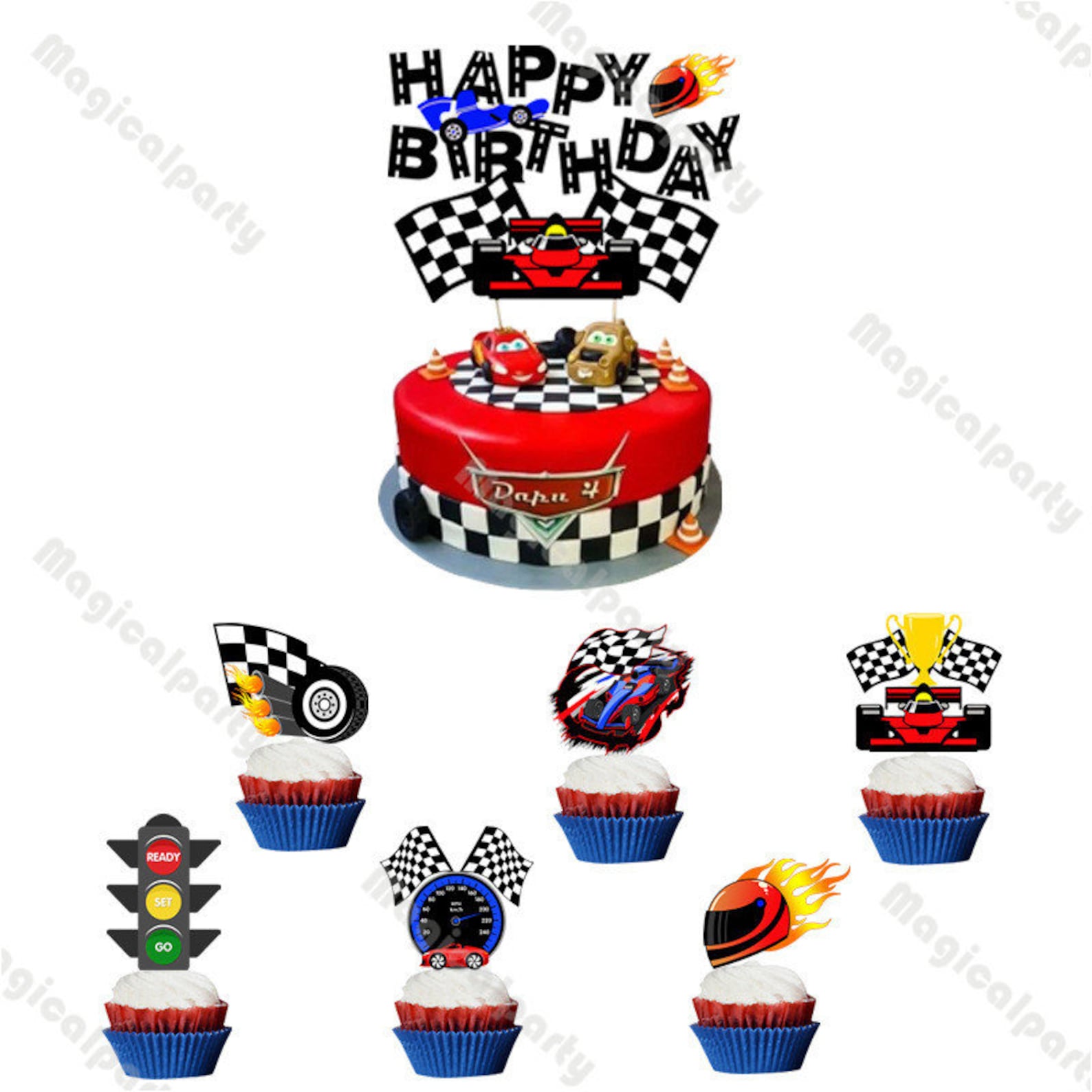 Race Car Theme Birthday Cake Topper Racing Happy Birthday 2nd - Etsy