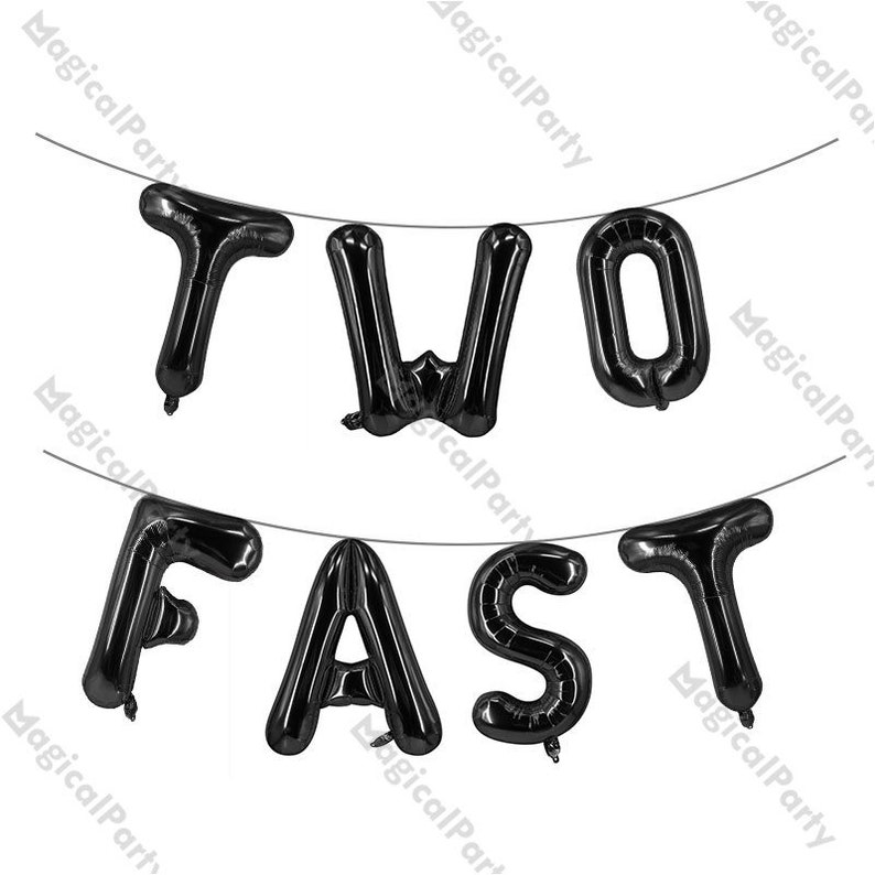 TWO FAST Letter Balloons Race Car Themed Birthday Party Banner - Etsy