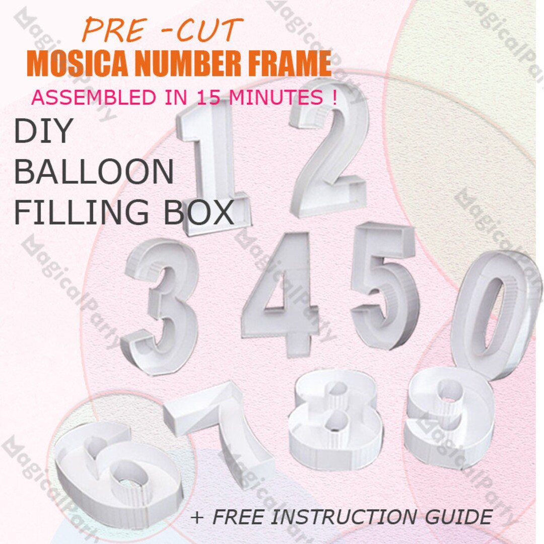 PRE-CUT Mosaic Number Balloon Frame Gaint 0-9 Foam Board Balloon Kits ...