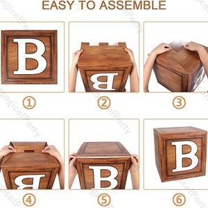 4pcs Rustic Baby Shower Blocks Custom Balloon Boxes Birthday Balloon ...