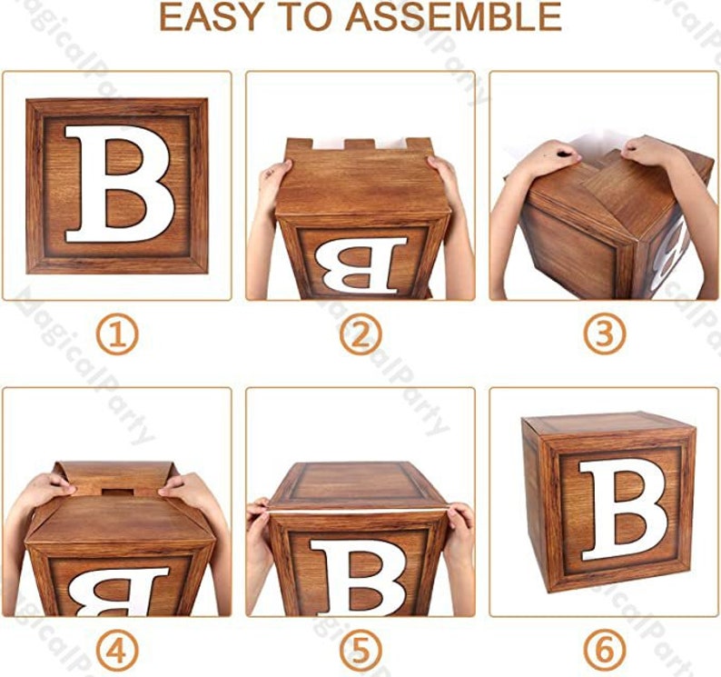 4pcs Rustic Baby Shower Blocks Custom Balloon Boxes Birthday Balloon ...