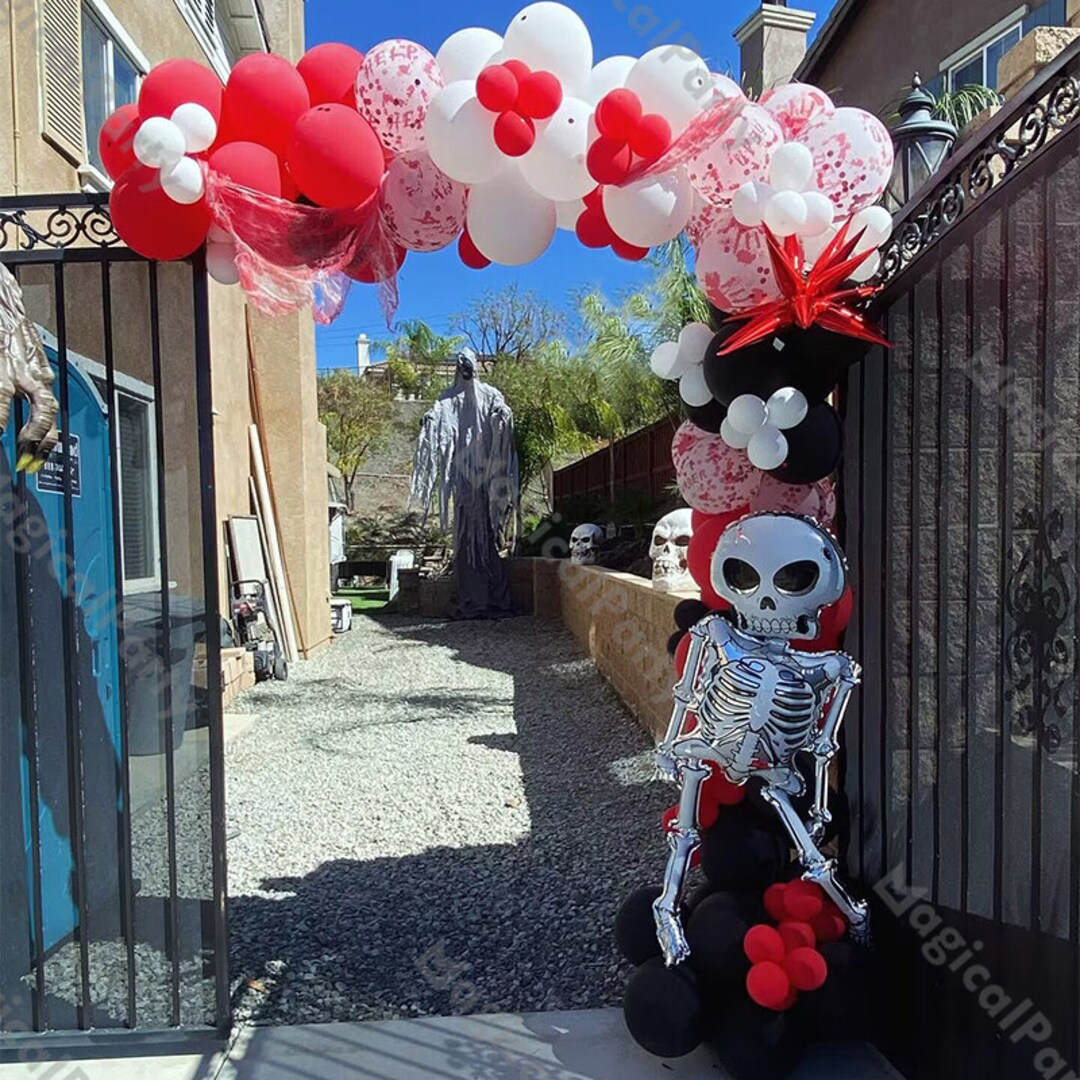 107pc Halloween Blood Handprint Balloon Garland Kit Matte Black Red ...