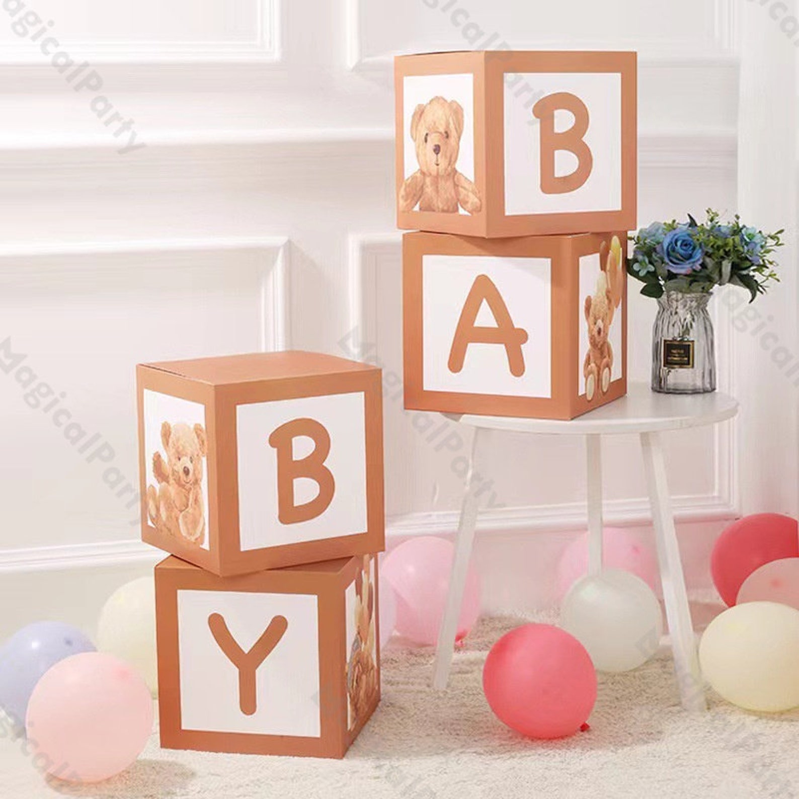 4pcs Rustic Baby Shower Blocks Custom Balloon Boxes Birthday - Etsy