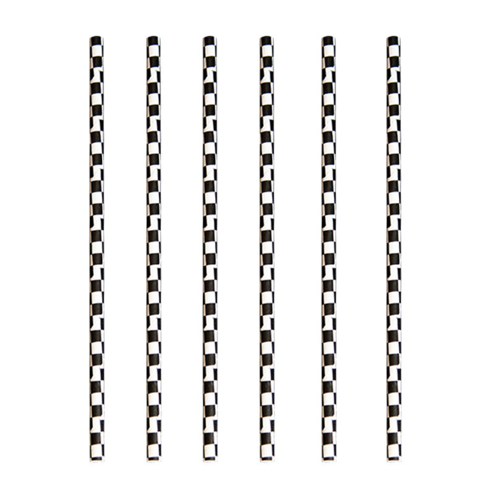 100pcs Racing Party Black Checkered Paper Straws Red Grid Drinking ...