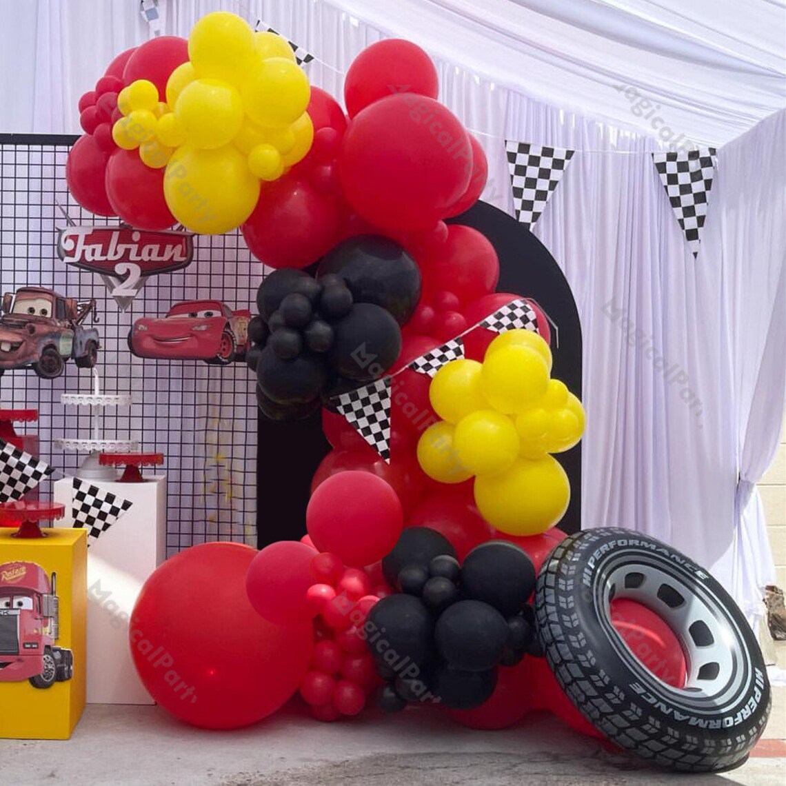 Race Car Birthday Tires Balloons Tyre Decorationstwo Fast Birthday Car ...