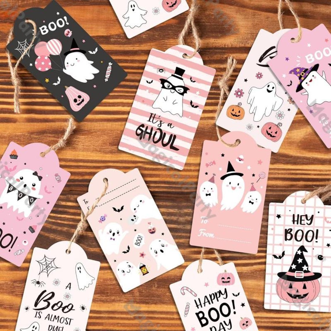 1 Set of 100pcs Happy Boom Day Gift Tag Halloween Ghost Tag Haunted ...