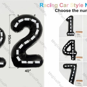 Retro Race Car Themed Black Number Balloon 16"/32"/40" DIY Birthday F1 ...