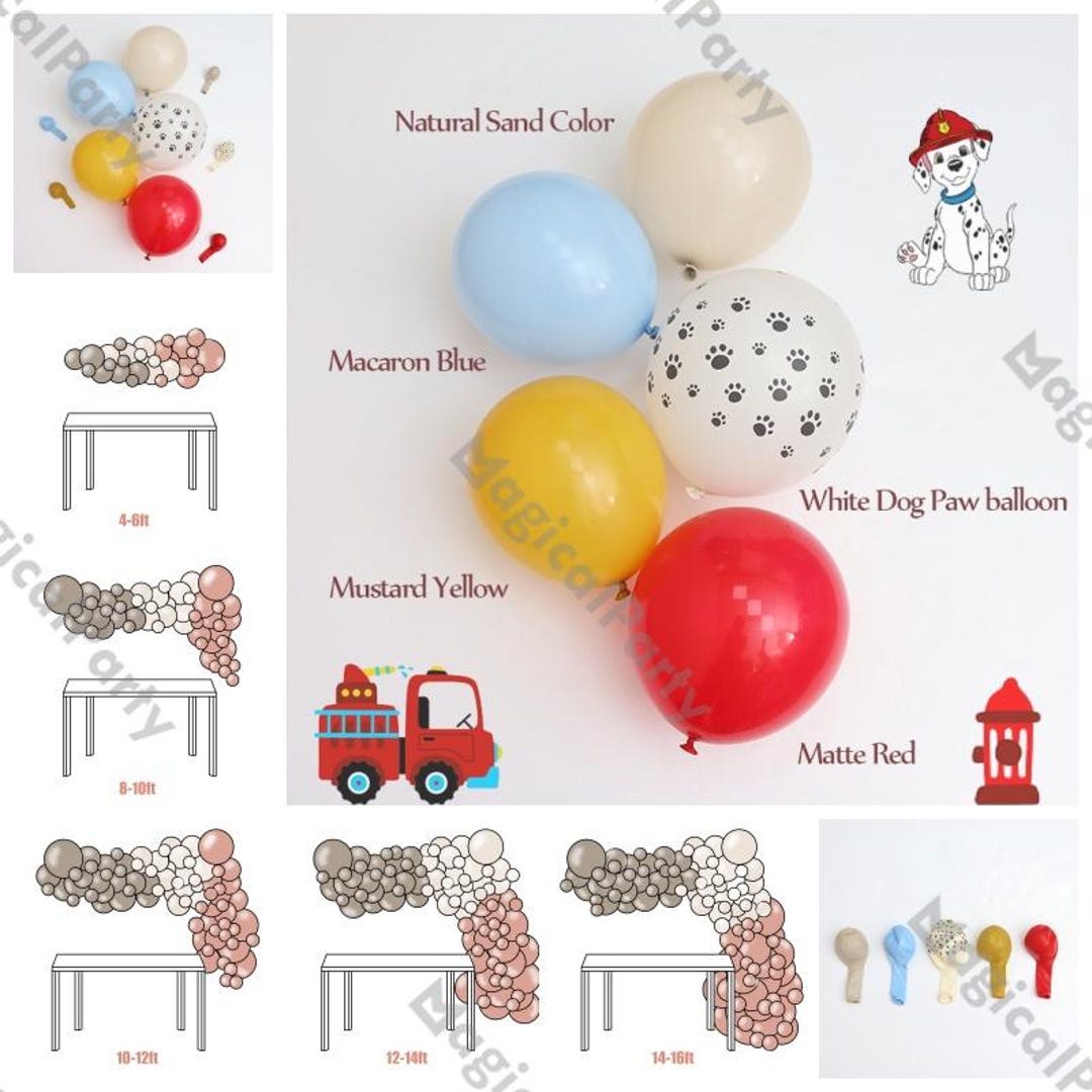 4-16ft DIY Balloon Garland Arch Kit,matte Red Yellow Blue Balloons,dog ...