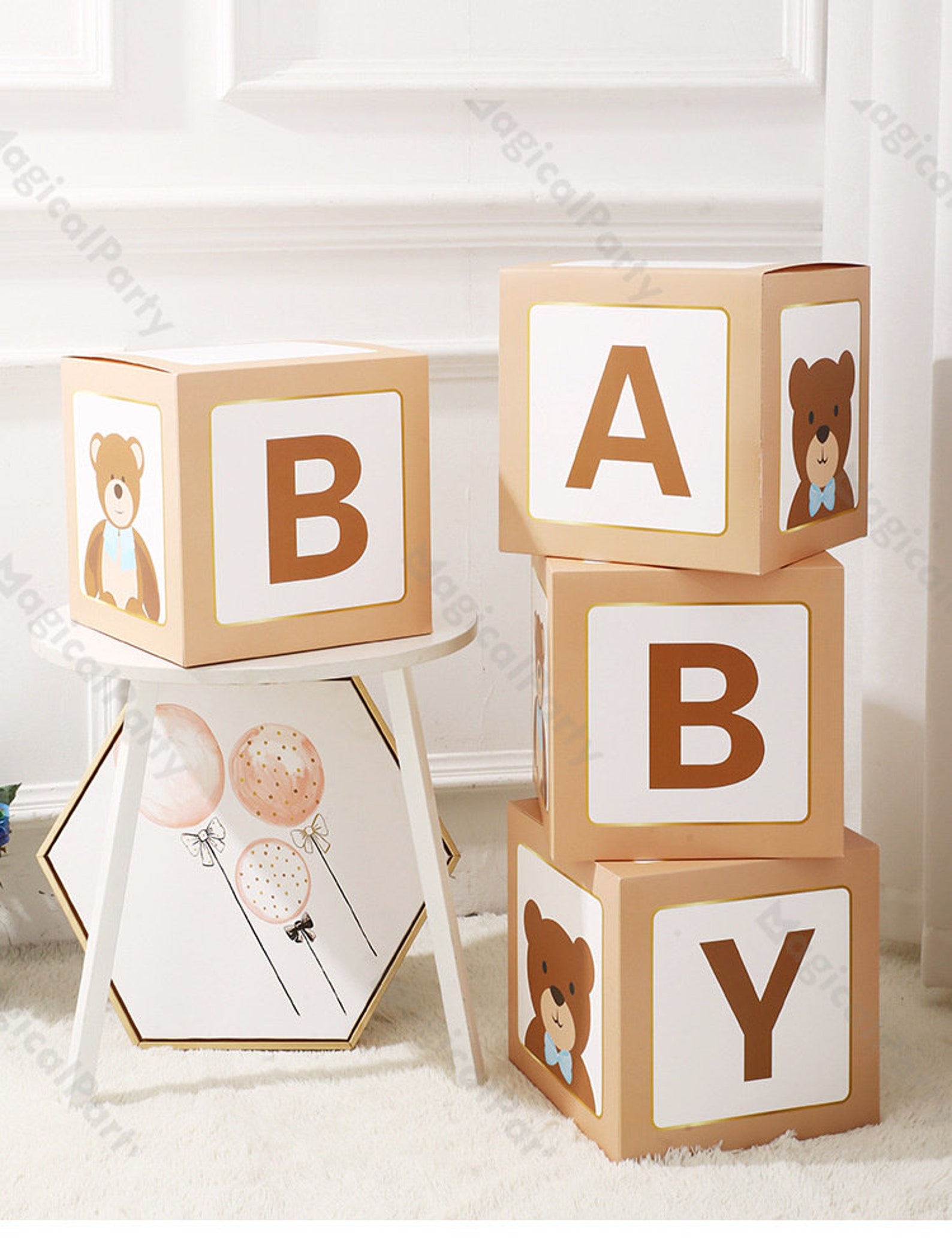 4pcs Rustic Baby Shower Blocks Custom Balloon Boxes Birthday - Etsy