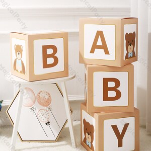 4pcs Rustic Baby Shower Blocks Custom Balloon Boxes Birthday Balloon ...