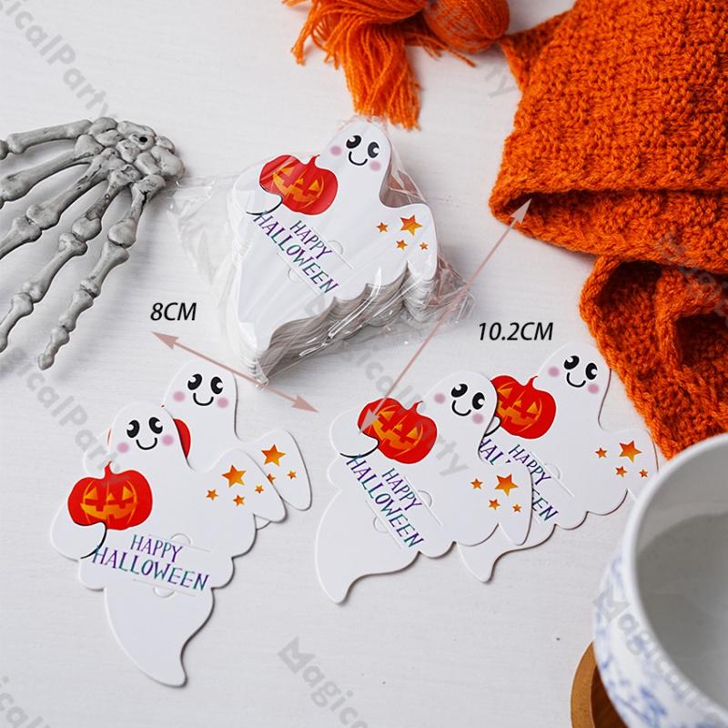 50pcs 2025 Halloween Candy Package Card Pumpkin Ghost Orange Lollipop ...