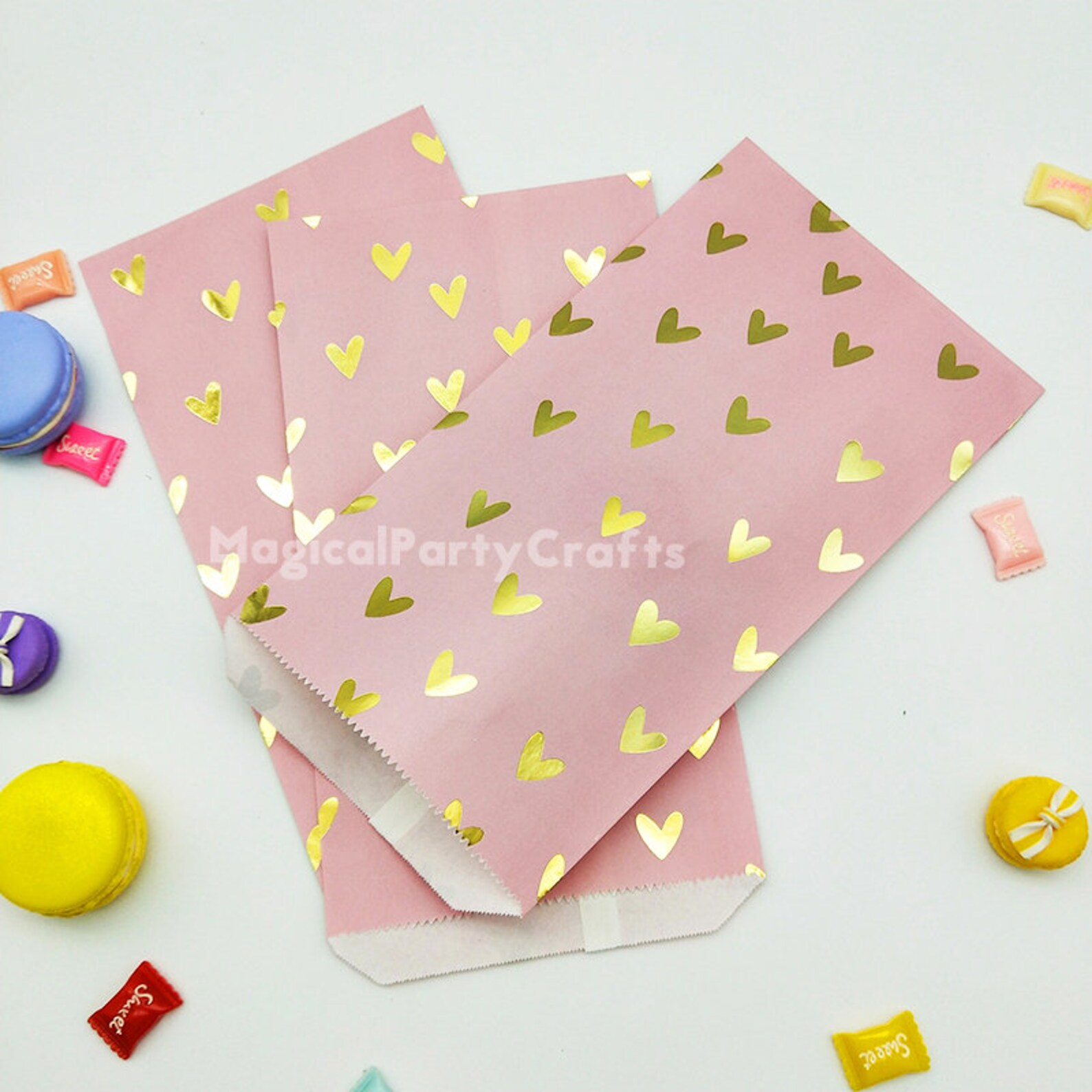 50pcs Pink Heart Paper Bag 1222.5cm Wedding Thanksgiving - Etsy