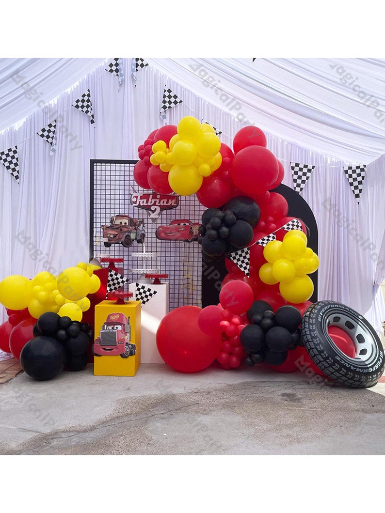 150/151pcs Cars Theme Party Balloons Race Car Birthday Decorations ...