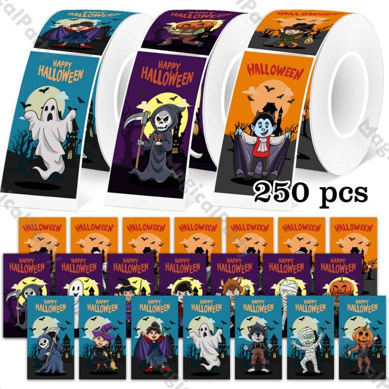 250/420pcs Halloween Cartoon Cute Ghost Pumpkin Head Graffiti Sticker ...