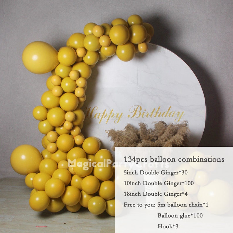 134pcs Double Ginger Balloon Garland Kit Yellow Latex Balloon - Etsy