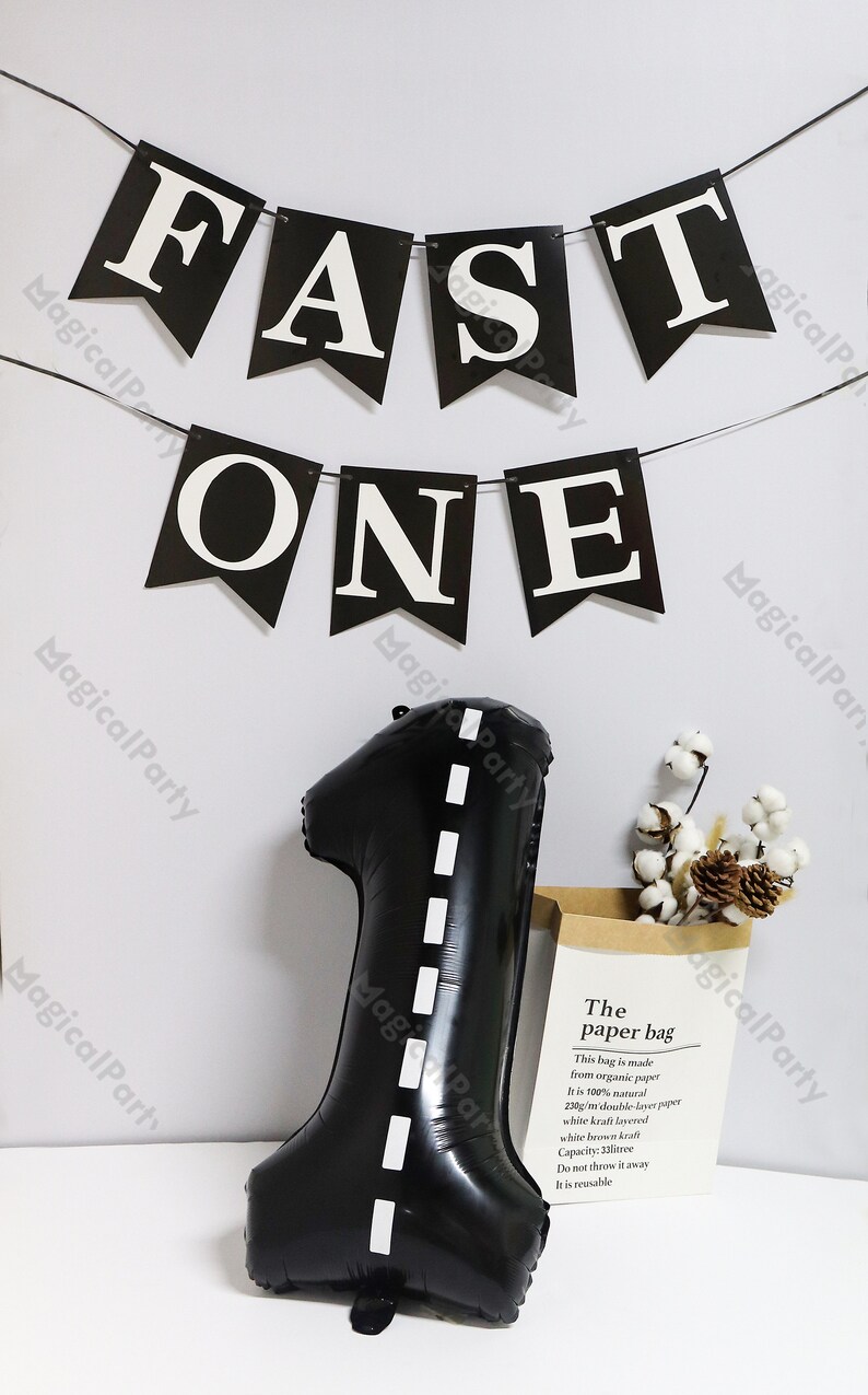 Fast One Flag Banner Vintage Race Car Birhday Banner Party - Etsy