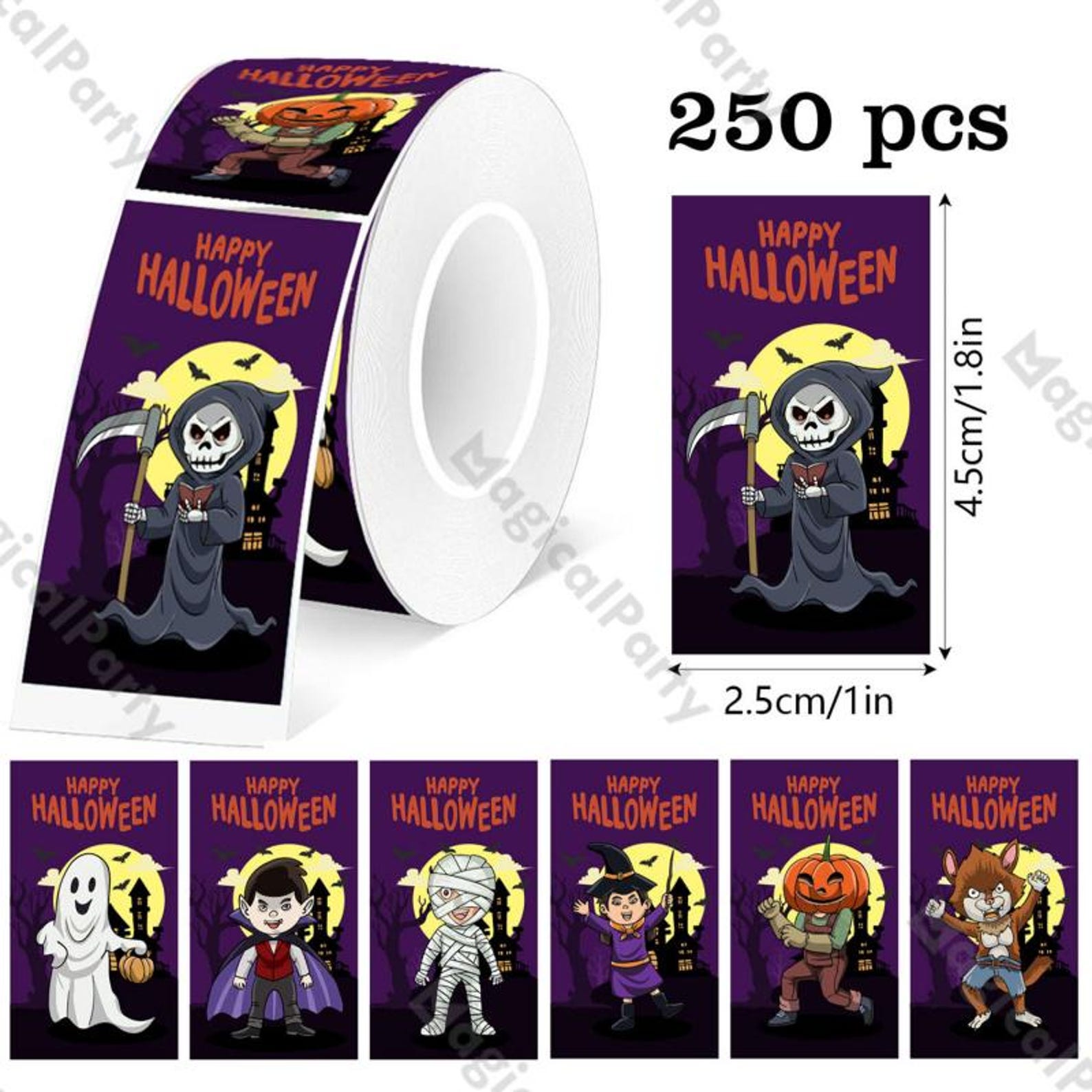 250/420pcs Halloween Cartoon Cute Ghost Pumpkin Head Graffiti Sticker ...