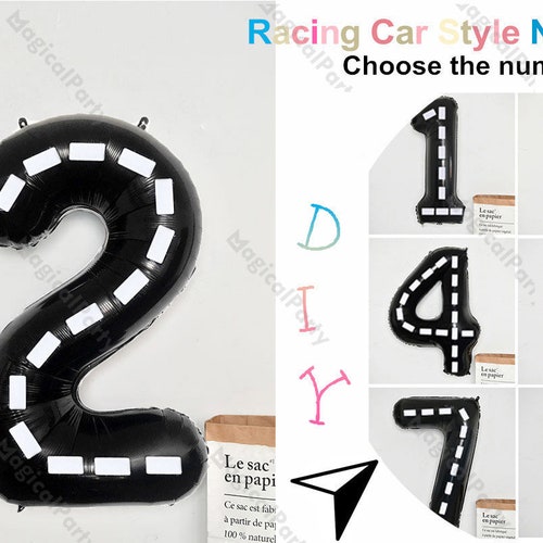Retro Race Car Themed Black Number Balloon - Etsy