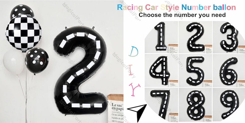 Retro Race Car Themed Black Number Balloon - Etsy