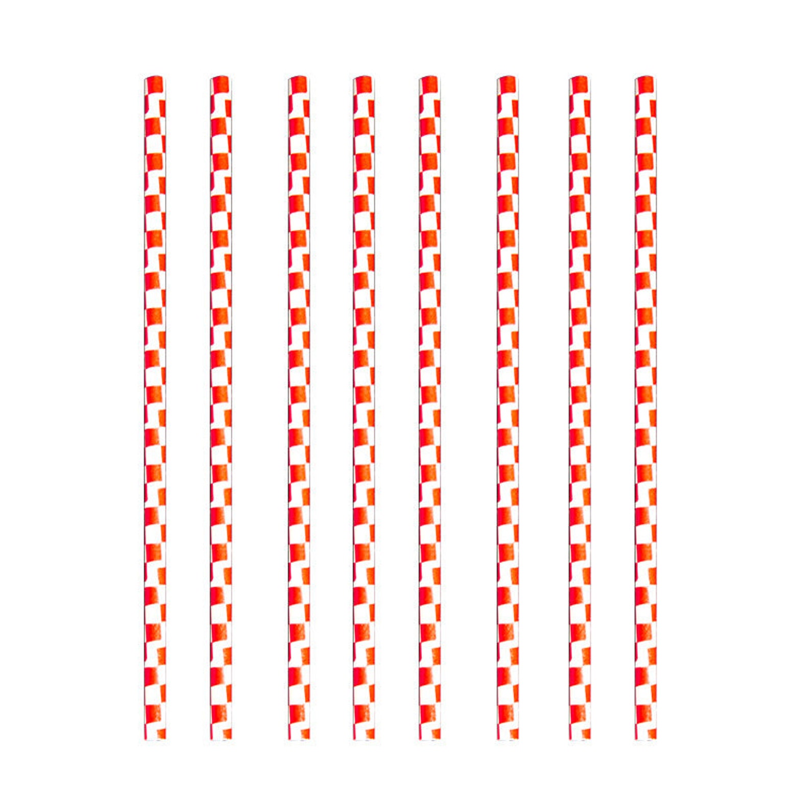 100pcs Racing Party Black Checkered Paper Straws Red Grid Drinking ...