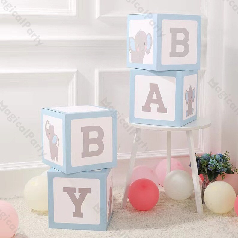 4pcs Rustic Baby Shower Blocks Custom Balloon Boxes Birthday Balloon ...