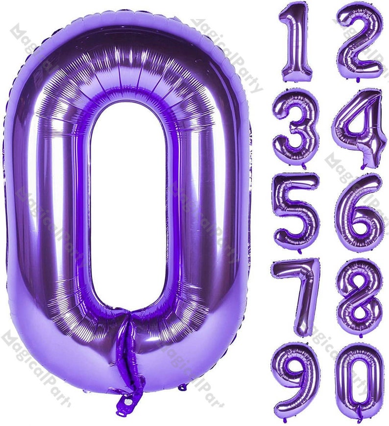 Gaint Purple Number Balloons Large 32"/40“ Foil Numbers Jumbo Balloon 0 ...