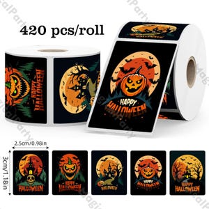 250/420pcs Halloween Cartoon Cute Ghost Pumpkin Head Graffiti Sticker ...