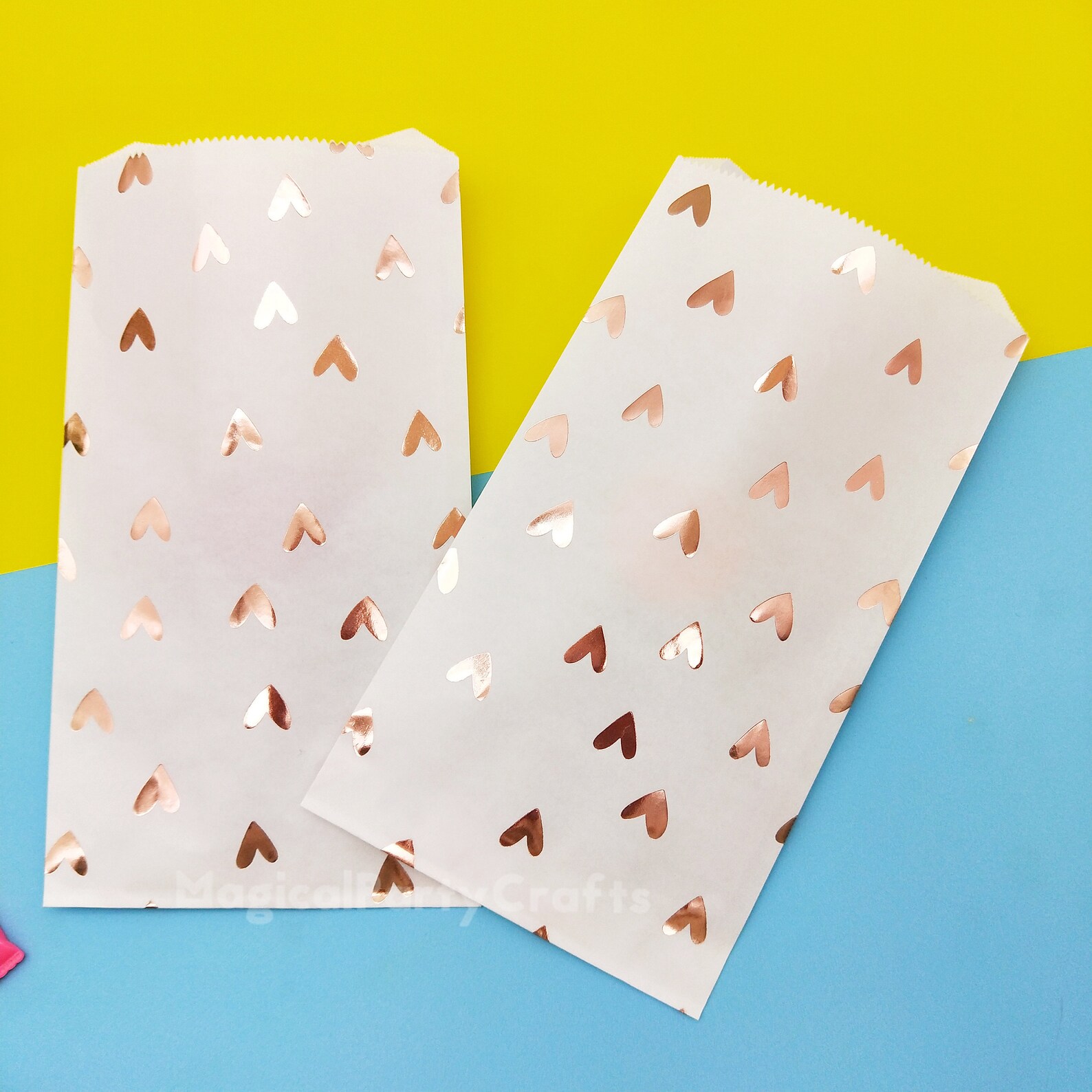 50pcs Pink Heart Paper Bag 12*22.5cm Wedding Thanksgiving Anniversary ...