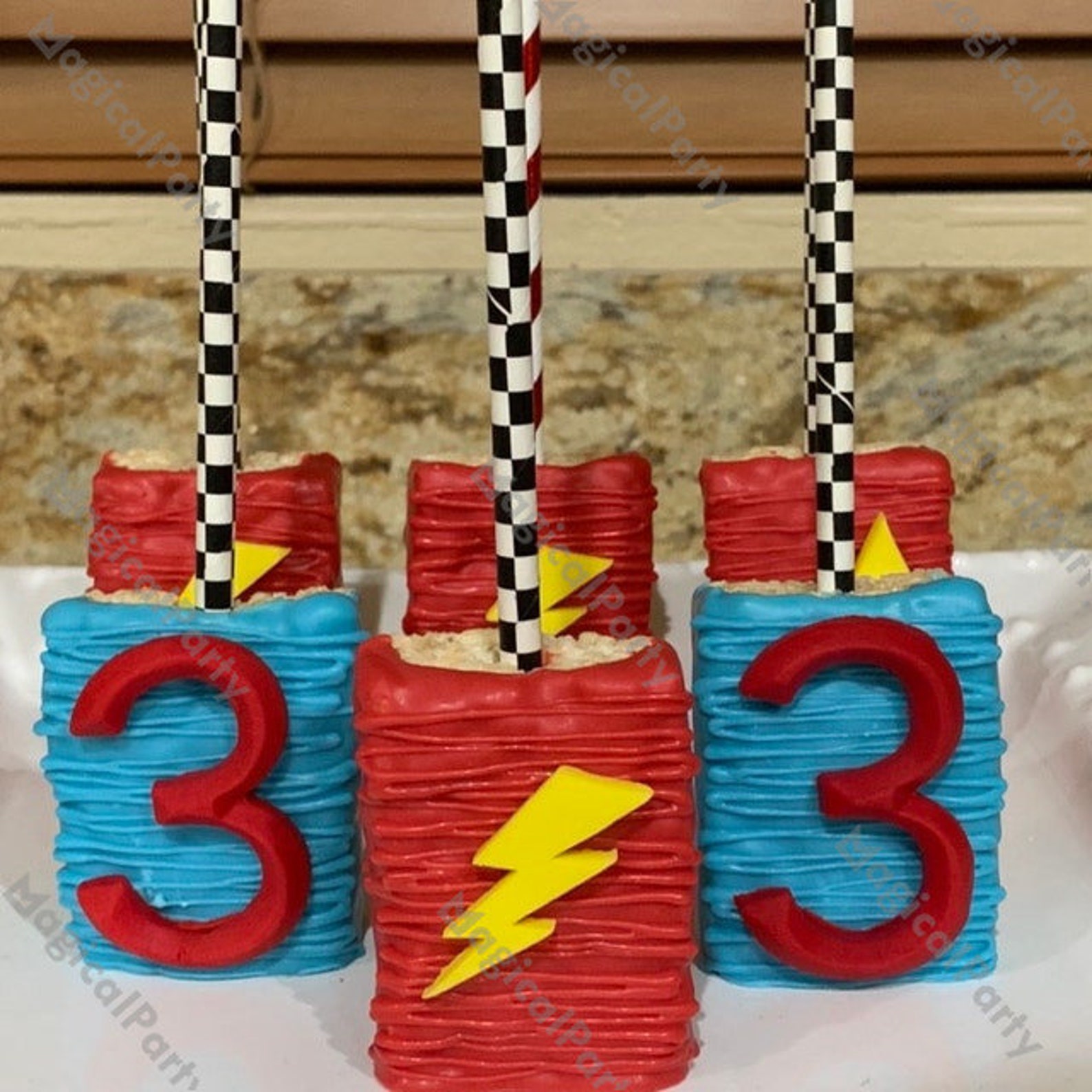 100pcs Racing Party Black Checkered Paper Straws Red Grid Drinking ...