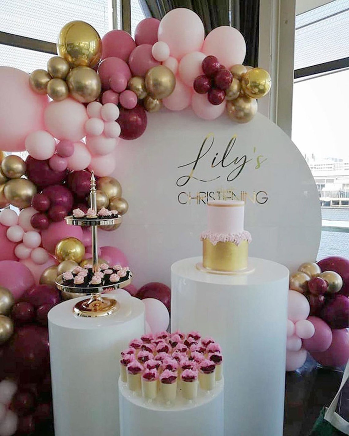 DIY globos dobles guirnalda Arco Kit Chrome oro bebé rosa rosa | Etsy