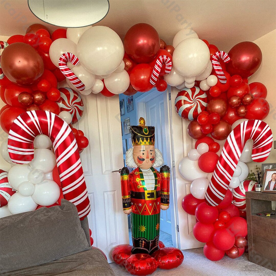 139pcs Christmas Balloon Garland Arch Kit Matte Ruby Red Windmill ...