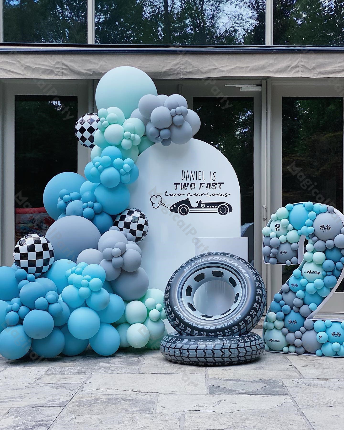 Race Car Birthday Tires Balloons Tyre Decorationstwo Fast Birthday Car ...