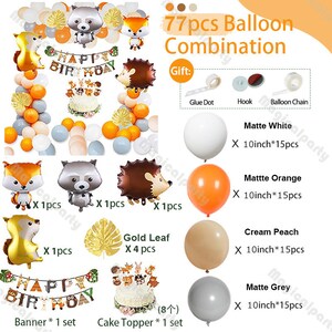 Woodland Animal Balloons Garland Kit Fox Raccoon Squirrel Deer Rabbit ...