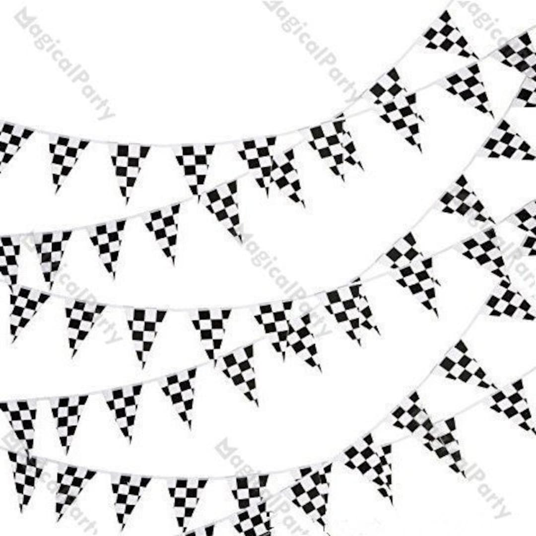 3m/5m/10m Race Car Birthday Banner/black and White Checkered Flag ...