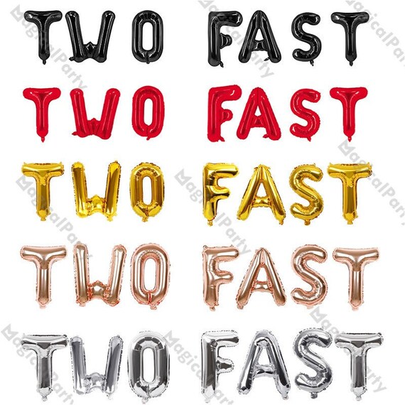 TWO FAST Letter Balloons Race Car Themed Birthday Party Banner | Etsy