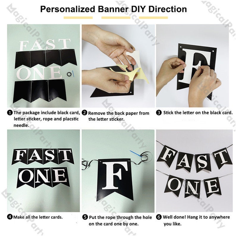 Fast One Flag Banner Vintage Race Car Birhday Banner Party - Etsy