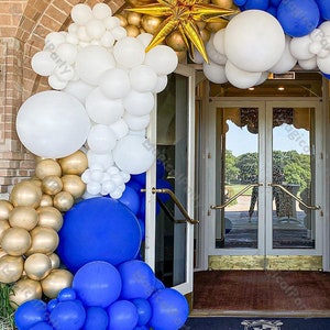 2022 Graduation Balloon Arch Blue/white/gold Sparkle Foil Balloon ...