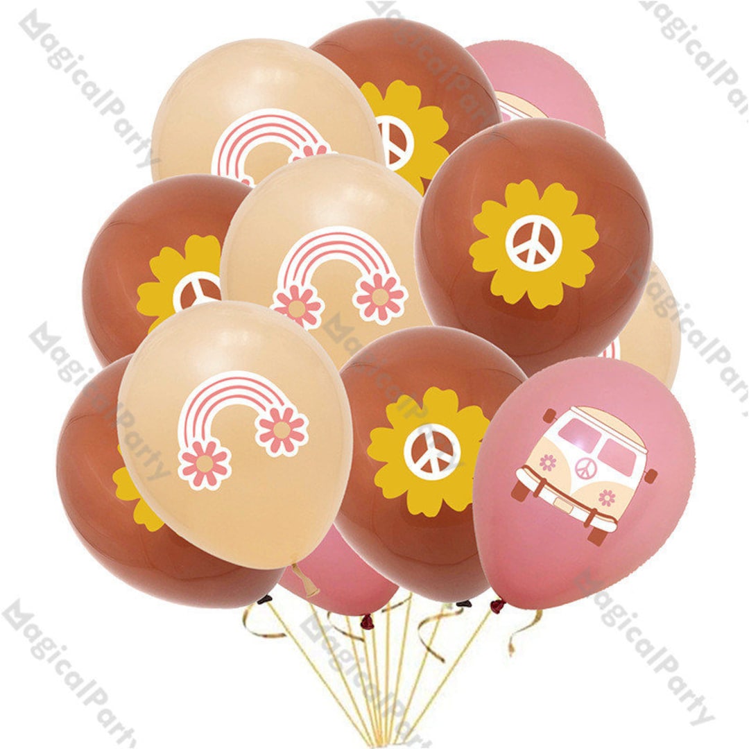 Two Groovy Balloons Retro Boho Daisy Balloon, Hippie Car Balloons Retro ...