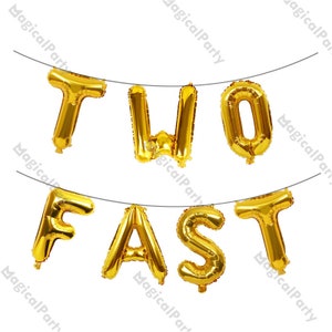 TWO FAST Letter Balloons Race Car Themed Birthday Party Banner Two Fast ...