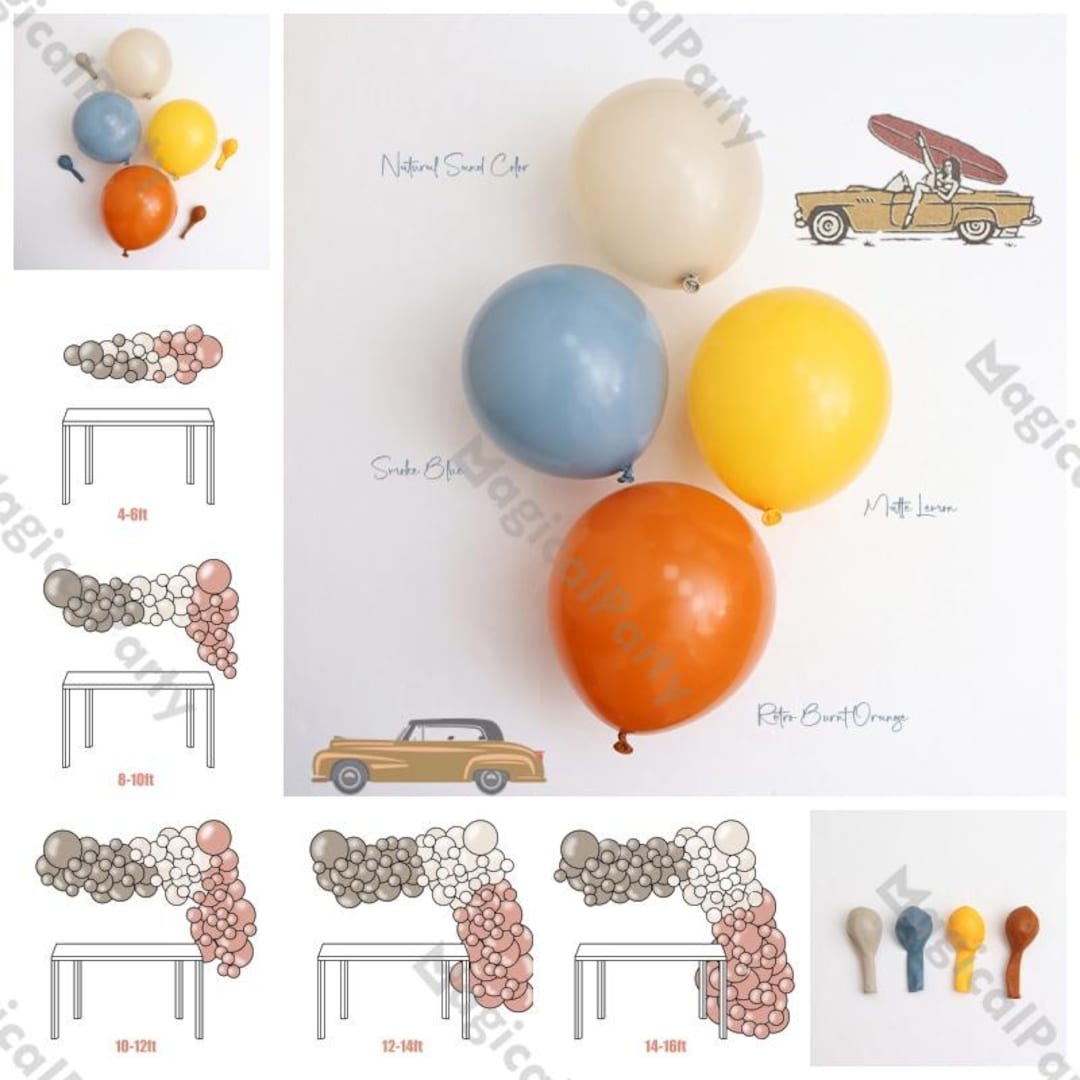 4-16ft Retro Race Car Theme DIY Balloon Arch Kit, Burnt Orange, Smoke ...