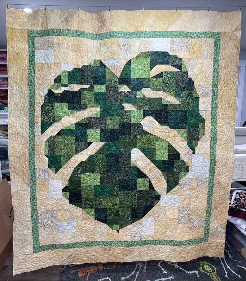 Patchwork Monstera Quilt Pattern PDF Download - Etsy