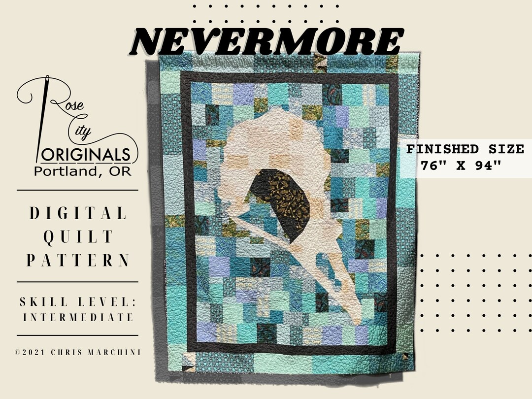 Nevermore - Patchwork Raven Skull Quilt Pattern - PDF Download - Etsy