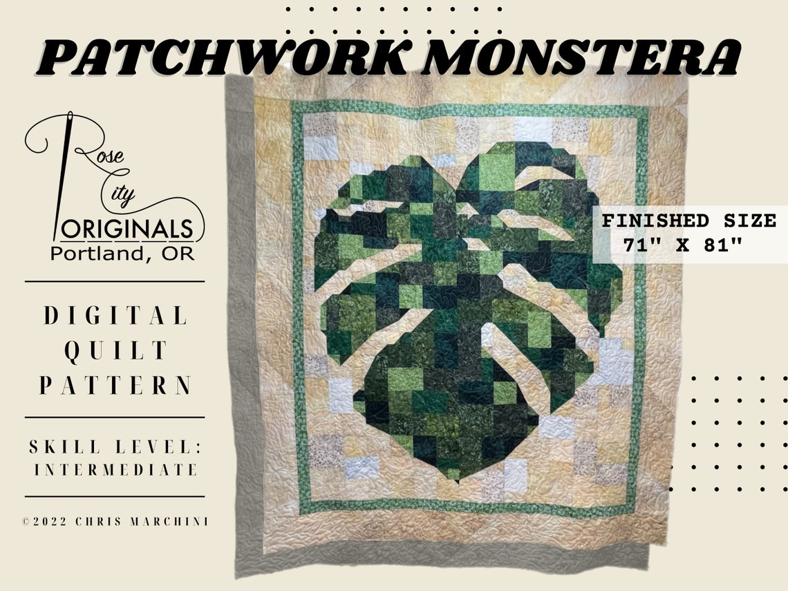 Patchwork Monstera Quilt Pattern PDF Download - Etsy