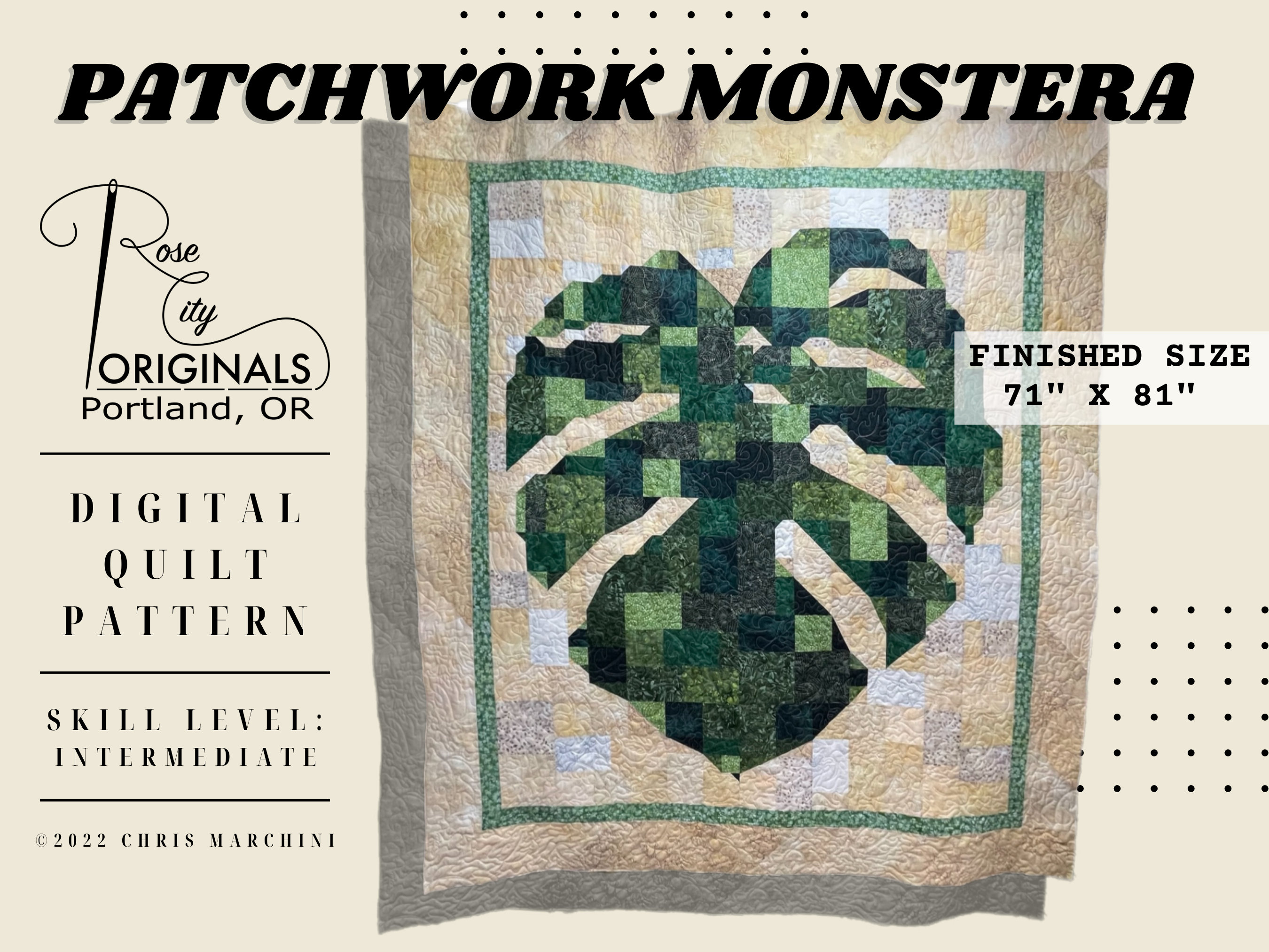 Patchwork Monstera - Quilt Pattern - PDF Download - Etsy