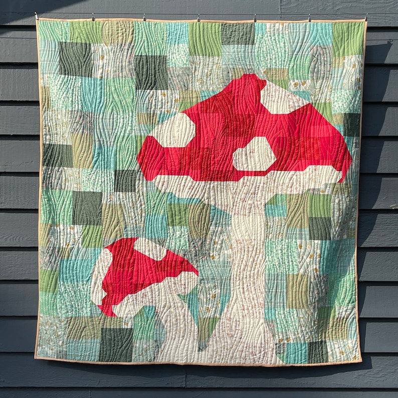 Mushie Throw Patchwork Mushroom Quilt Pattern PDF Download - Etsy