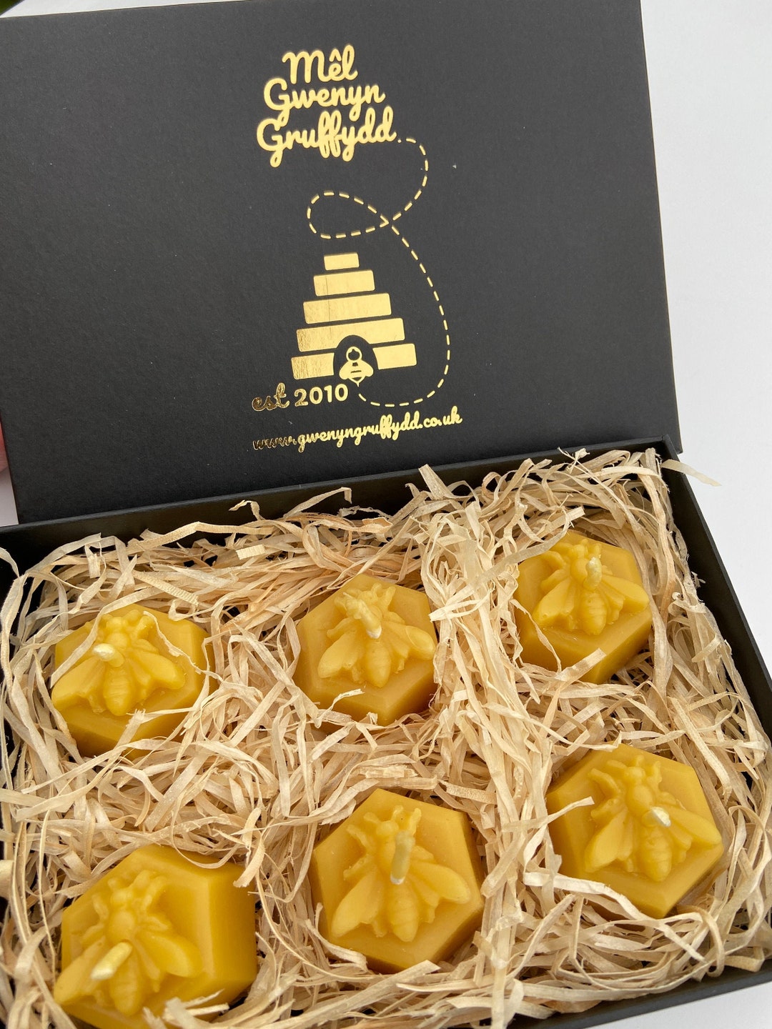 Luxury Set of 6 100% Natural Pure Welsh Beeswax Hexagon Bee Unscented ...