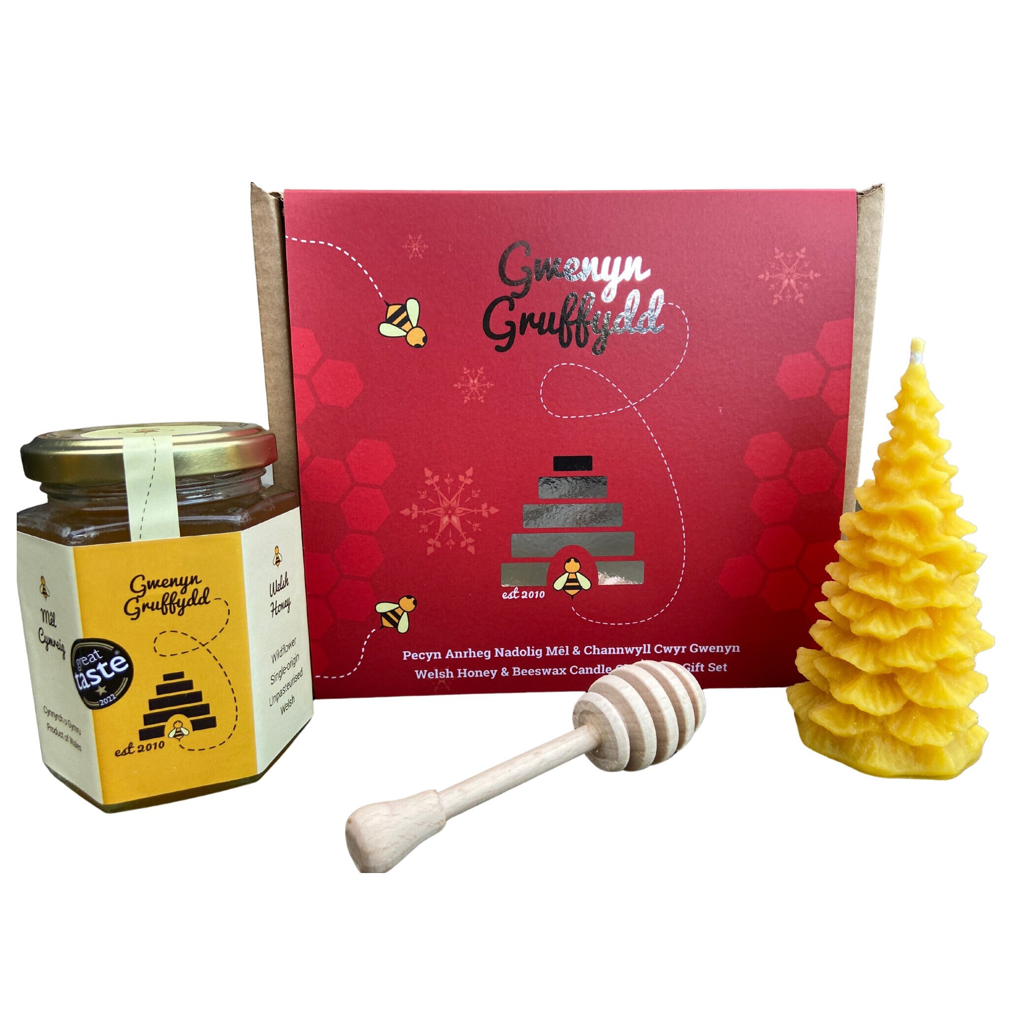 Welsh Wildflower Honey & Beeswax Christmas Tree Candle Gift Set - Etsy UK