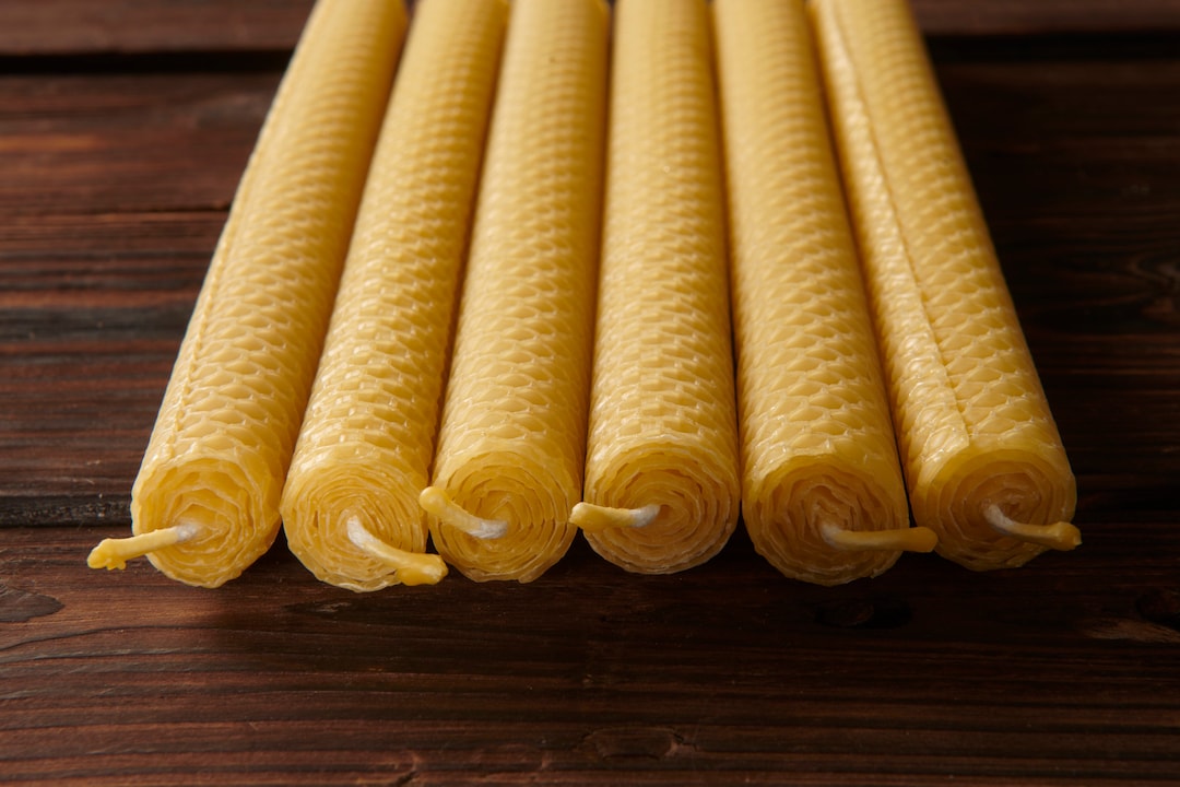 Hand Rolled Beeswax Dinner Candles, Honeycomb Pattern, Gift Boxed (set ...