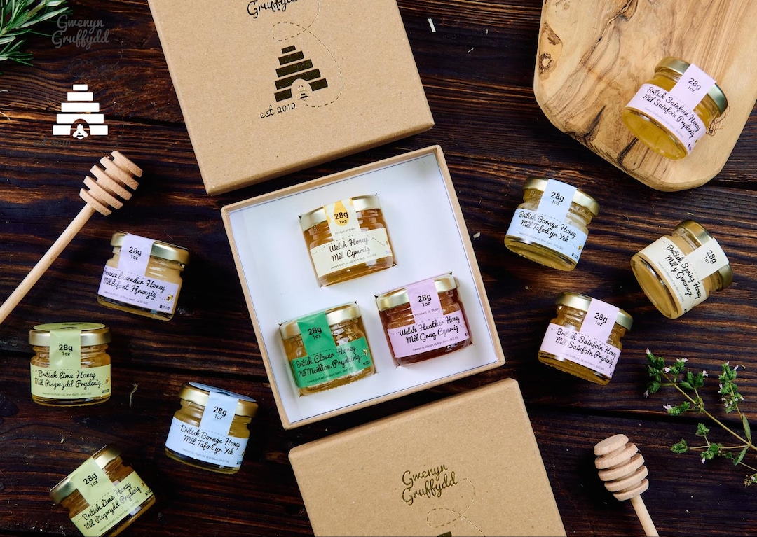 Mini Honey Trio Gift Set – 3 X 28g British & Welsh Honey Taster Jars ...